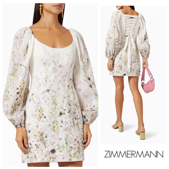 Zimmermann | Dresses | New Rare Zimmerman Dancer Garden Floral Lace Up ...